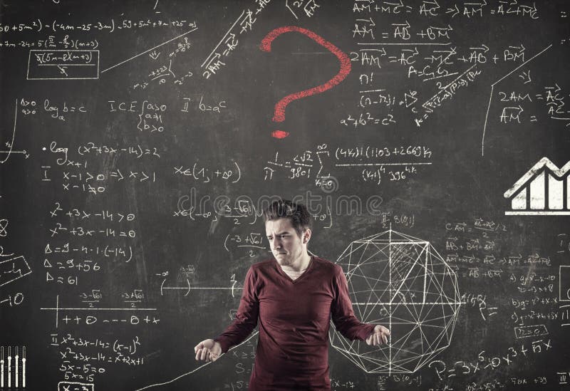 Confused Teenager and Blackboard Stock Photo - Image of person ...