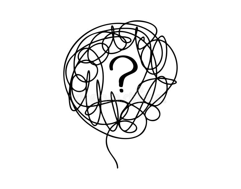 Confused Thoughts Tangle Bubble with Question Mark Doodle Hand Drawn ...