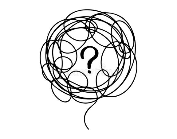 Confused Thoughts Tangle Bubble with Question Mark Doodle Hand Drawn ...
