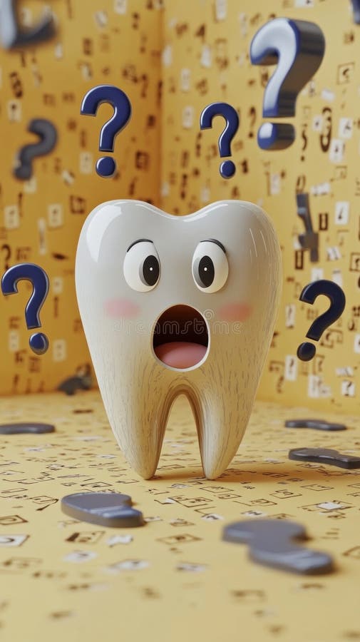 Confused Tooth Surrounded by Question Marks, Dental Care and Oral ...