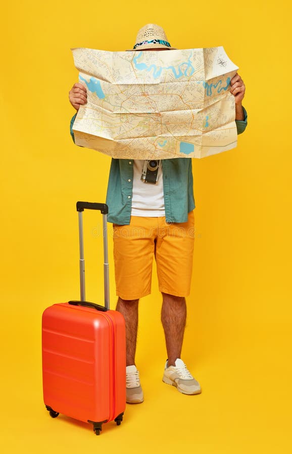 Confused Traveler Looking at the Map Stock Photo - Image of multi ...