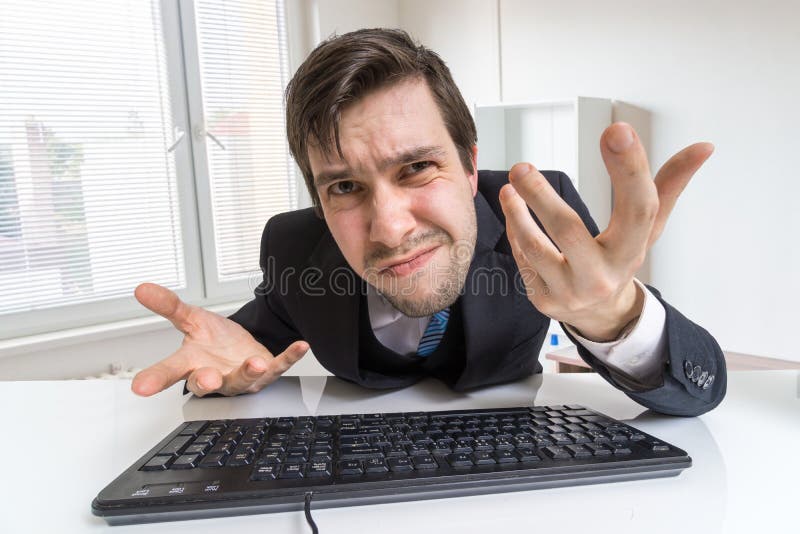 Stressed Angry and Confused Man is Working with Computer Stock Image ... Stressed Angry and Confused Man is Working with Computer Stock Image ...