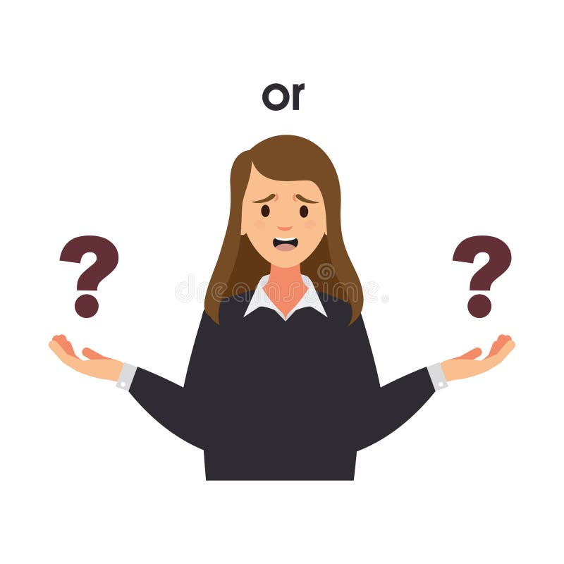 Confused Woman Comparing with Two Things. Woman Questioning Stock ...