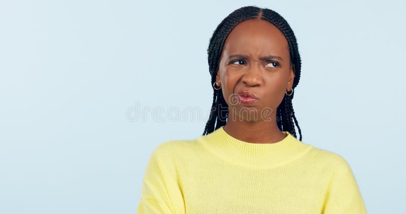 Confused Woman, Face and Thinking in Studio of Choice, Remember Why or ...