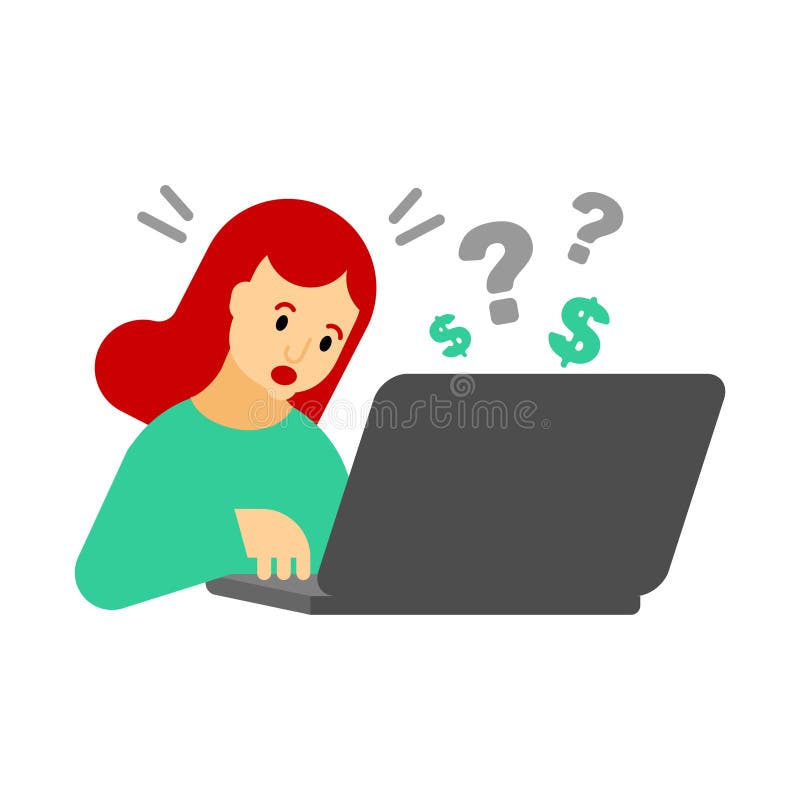 Confused Woman Sitting in Front of a Laptop, Scratching Her Head with ...