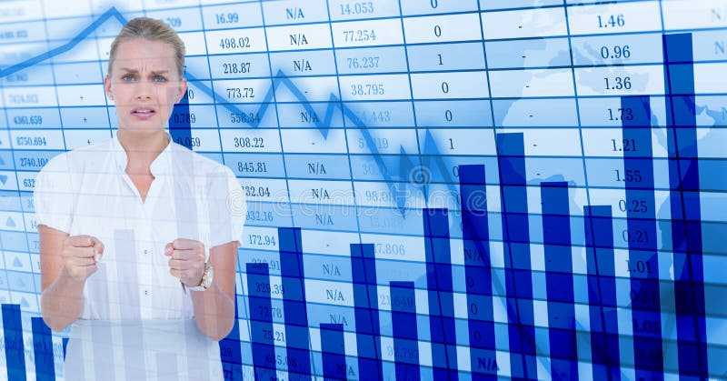 Confused Woman Standing Against Data Stock Image - Image of hair ...