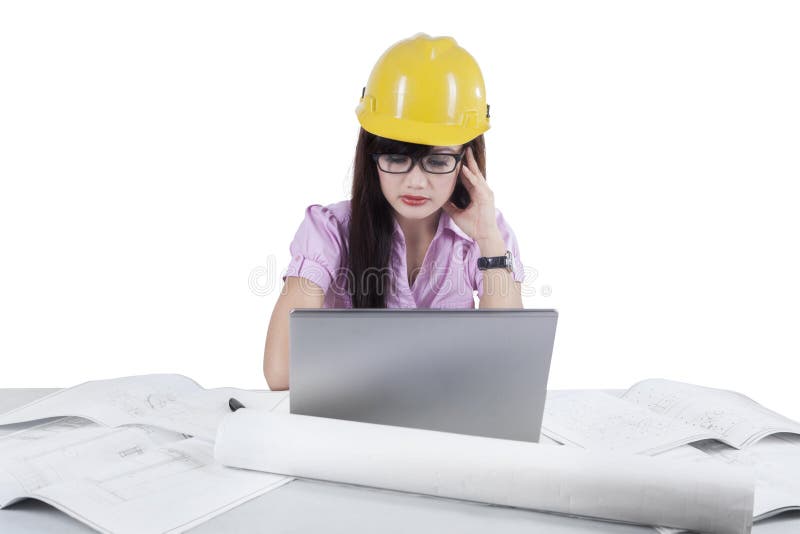 Confused young architect stock photo. Image of hardhat - 42228028