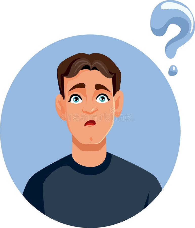 Confused Young Man Looking for an Answer Vector Cartoon Stock Vector ...