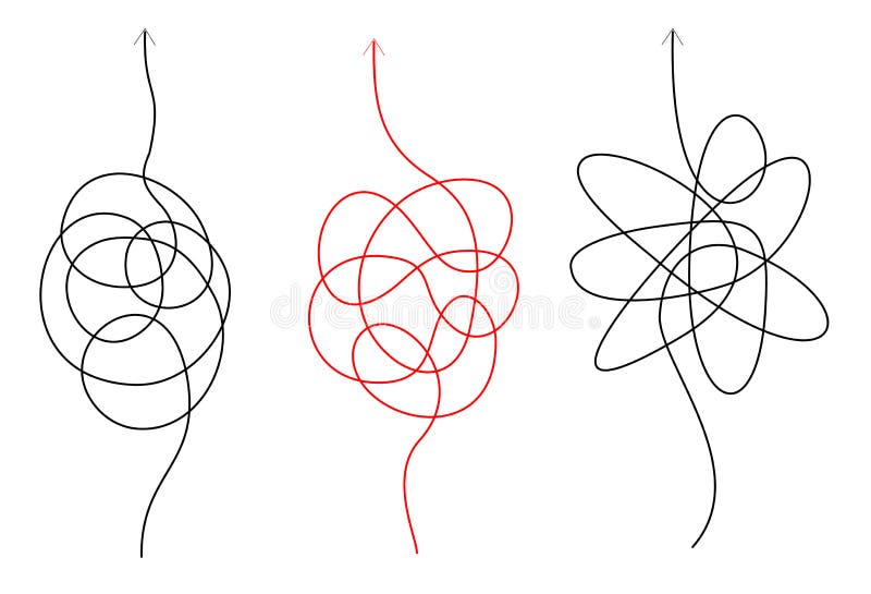Confusing Difficult Arrows. Set Tangle Scribbles with Arrow, Simple ...