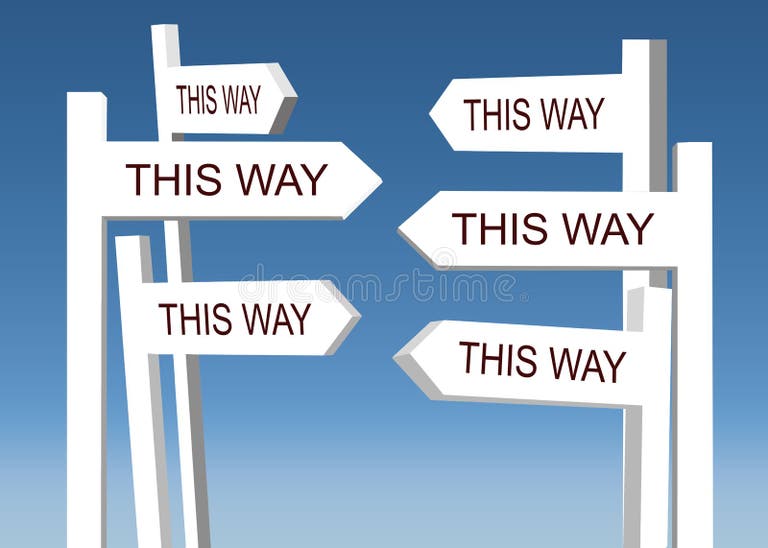 Confusing Directional Road Signs Stock Image - Illustration of show ...