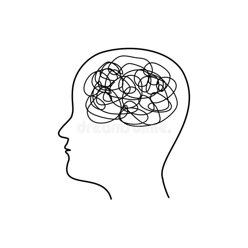 Confusing Human Thoughts, Psychology, Black Silhouette Icon, Isolated ...