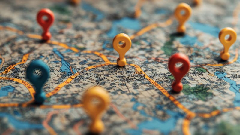 Confusing Map, a Confusing Map Covered with Unclear Directions, Dotted ...