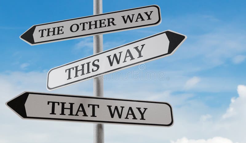 Confusing Road Sign Arrows Pointing in Different Directions. Decision ...