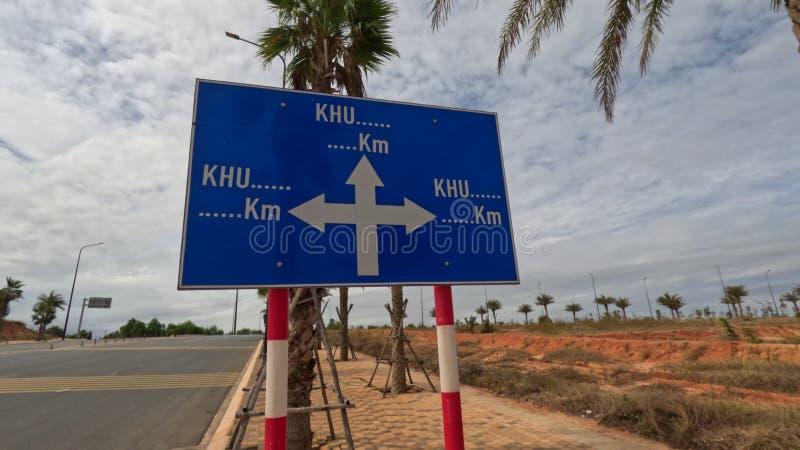 Confusing Road Signs with No Information by the Big Empty Road Stock ...
