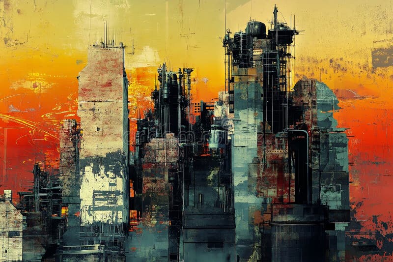 Confusing and Surreal Dystopian Cityscape with Anti Design Elements ...