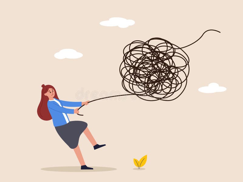 Confusion or Business Trouble Concept. Unravel Tangle Problem, Solving ...
