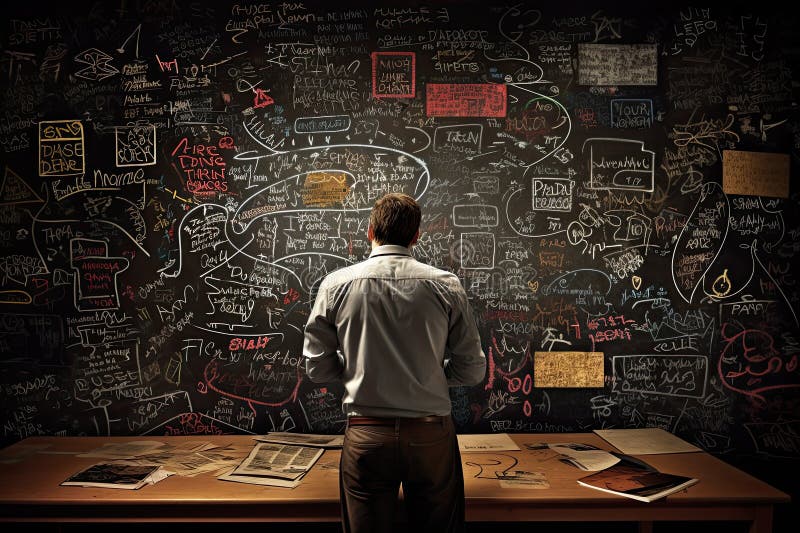 Confusion: Man with His Mind Confused, Thinking Mess Over Blackboard ...