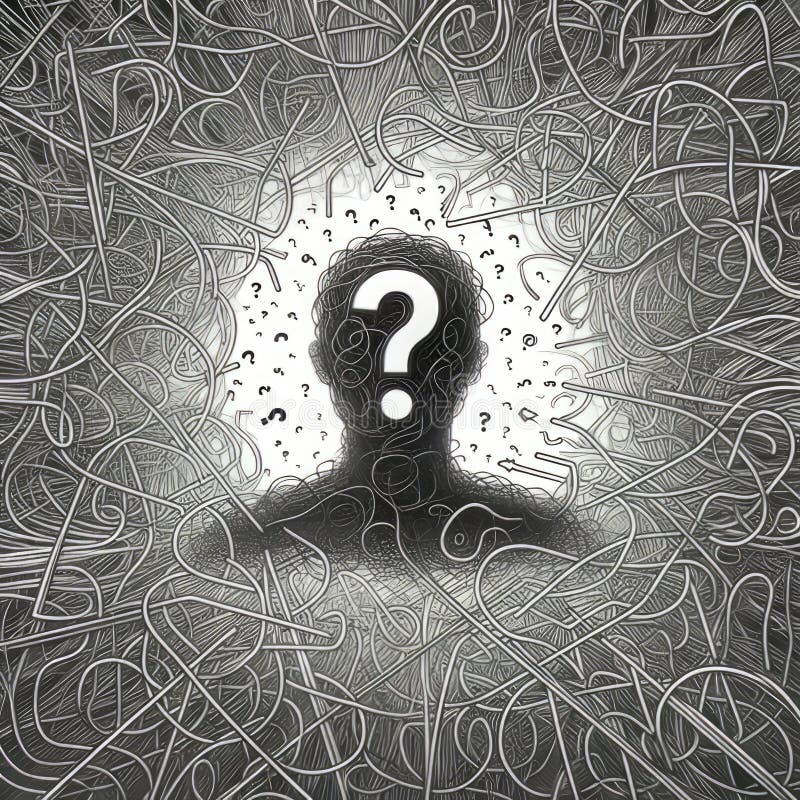 Confusion a Maze of Tangled Lines and Question Marks Surrounding Stock ...