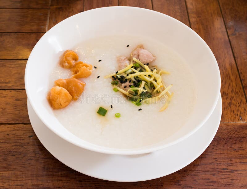 Traditional Chinese Rice Congee Breakfast Stock Image - Image of lemon ...