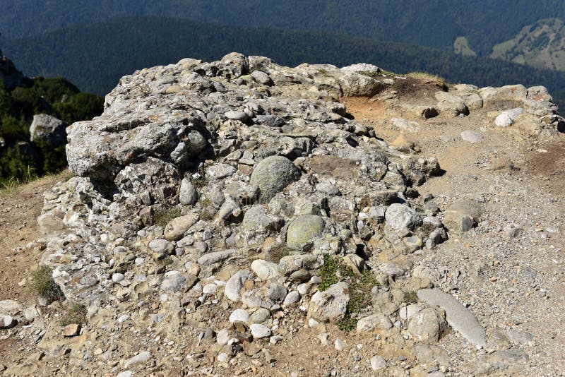 Conglomerate Rock Formations - Meteora - Thessaly - Greece Stock Photo ...