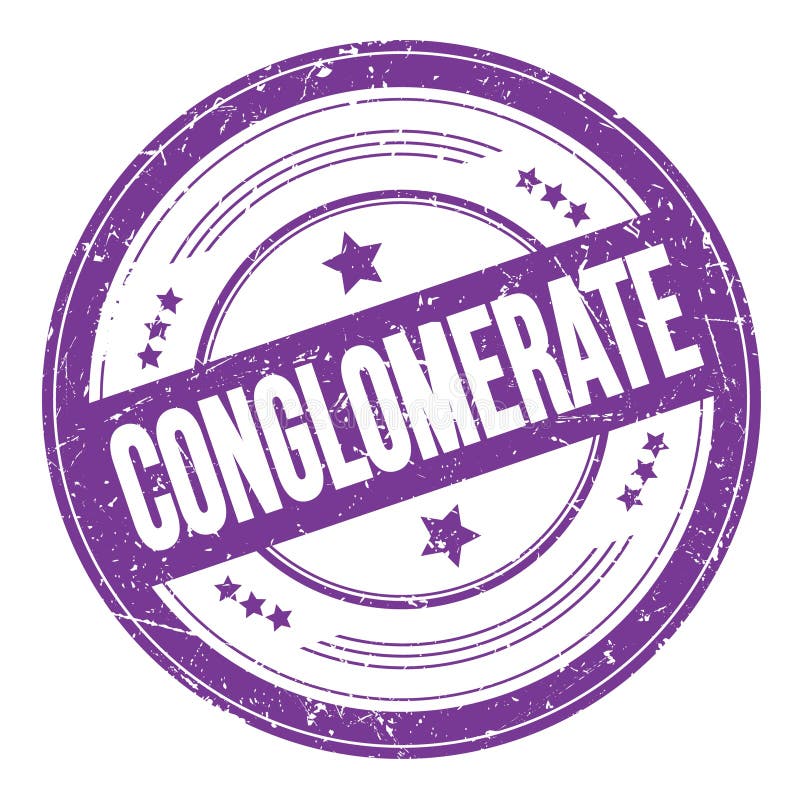 CONGLOMERATE Text on Violet Indigo Round Grungy Stamp Stock ...