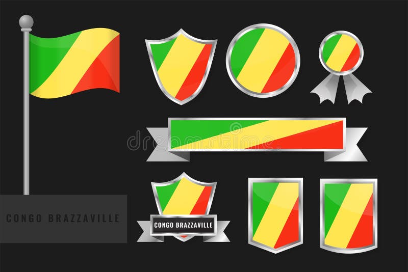 Congo Brazzaville Flag Set. Collection of Congo Brazzaville National ...