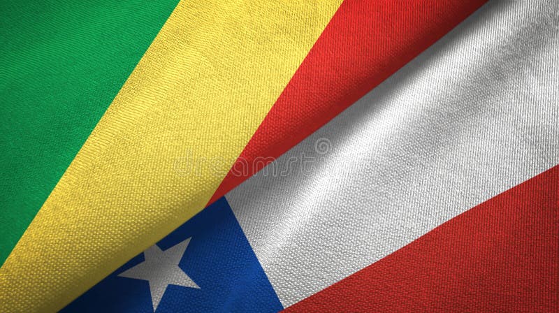 Congo and Chile Two Flags Textile Cloth, Fabric Texture Stock ...