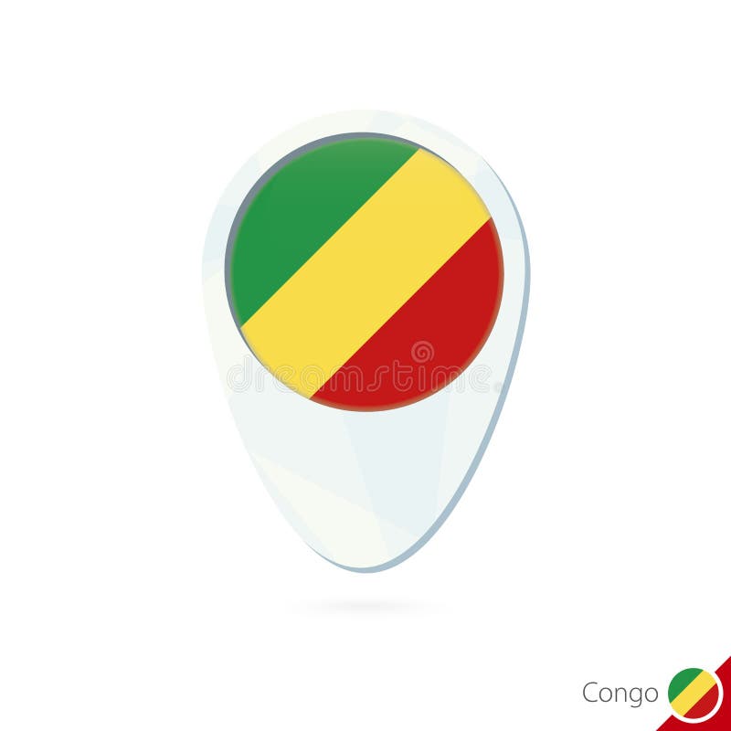 Congo Flag Location Map Pin Icon on White Background Stock Vector ...