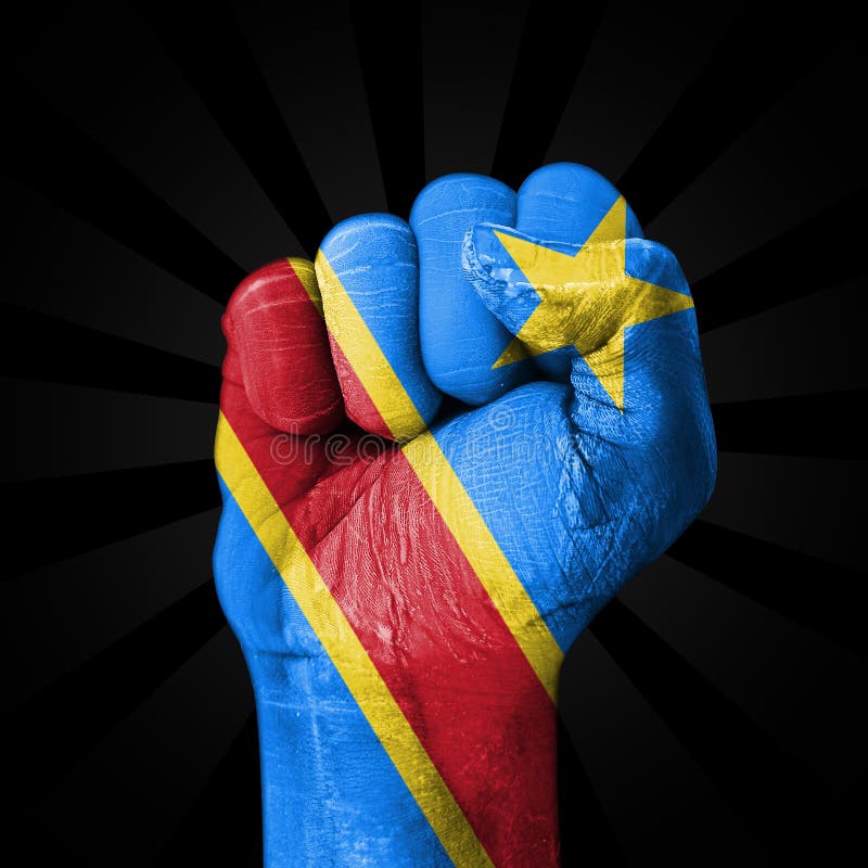 Congo Flag Painted on the Fist with Black Isolated Background. Freedom ...