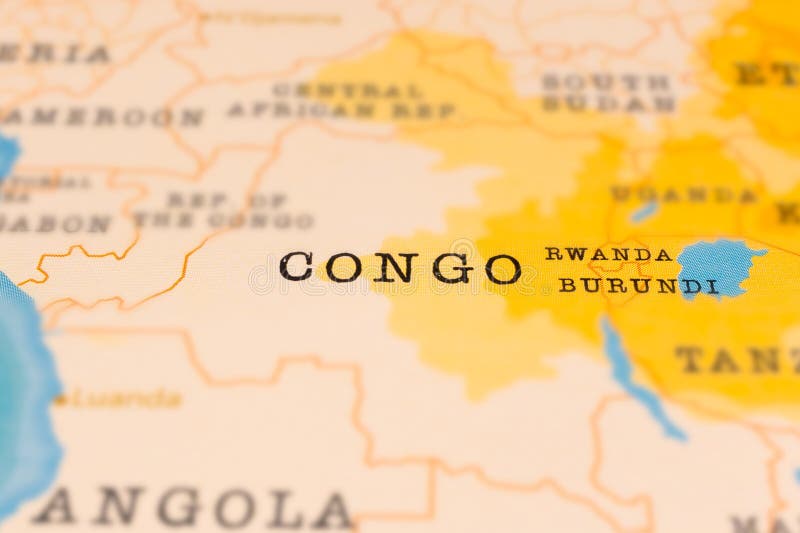 Congo in Focus on a Tilted World Map. Stock Illustration - Illustration ...