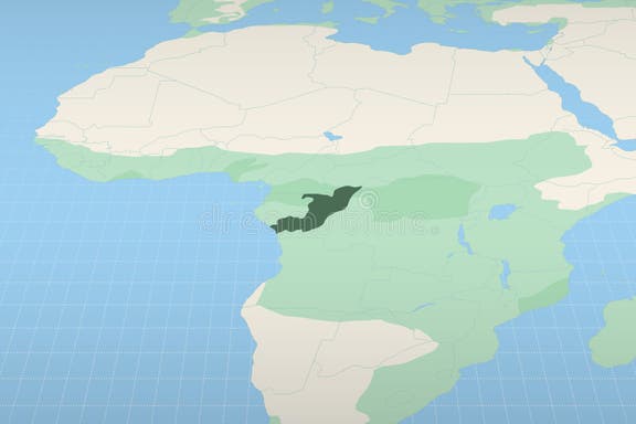 Congo Highlighted on a Detailed Map, Geographic Location of Congo Stock ...