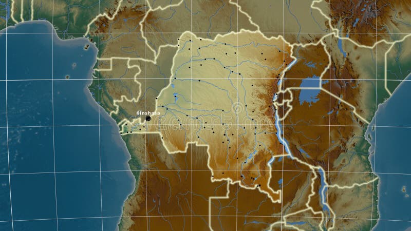 Congo Kinshasa - Relief. Composition, Borders Stock Illustration ...