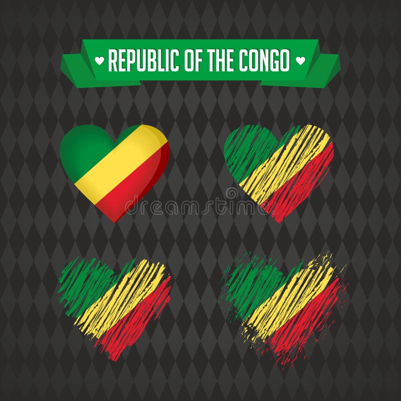 Republic of the Congo with Love. Design Vector Broken Heart with Flag ...