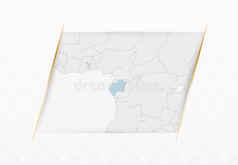 Congo Map in Blue with Gold Framed Accents. Modern Vector Map of Congo ...