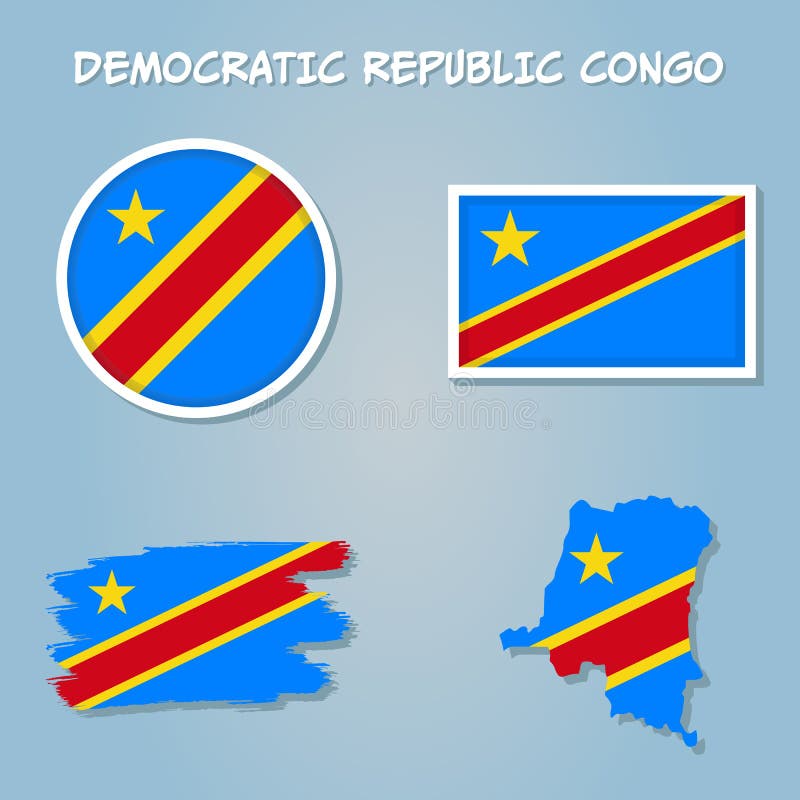 Congo Map And Flag Vector Congo Map Congo Flag Stock Vector