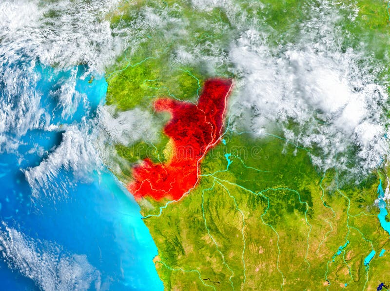 Congo in red on Earth stock illustration. Illustration of world - 113532228
