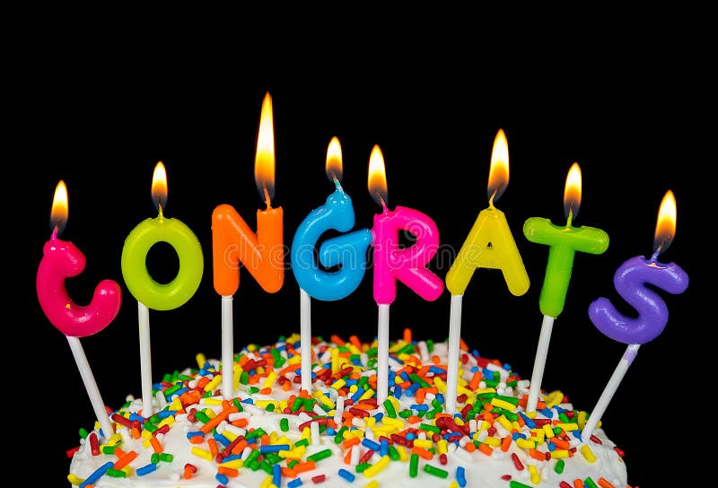 Congrats candle on cake stock photo. Image of bold, frosting - 91064872