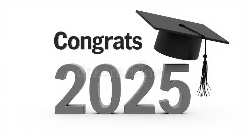 Congrats Class of 2025 with Graduation Cap Isolated on White Stock ...