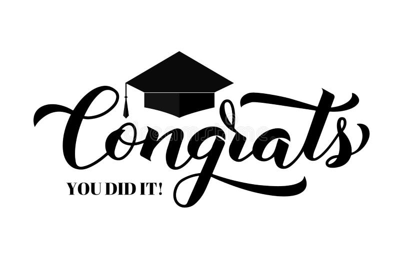 Congrats Lettering with Graduation Cap Isolated on White ... Congrats Lettering with Graduation Cap Isolated on White ...