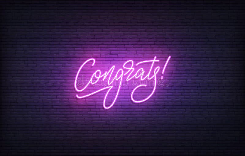 Congratulations Neon Sign. Glowing Neon Lettering Congratulations ...