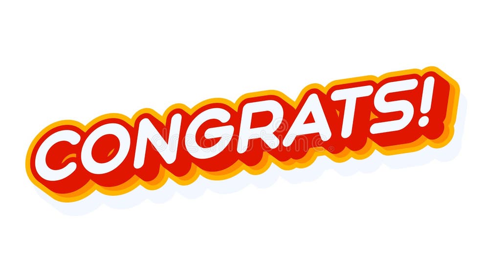 Congrats Red and Yellow Text Effect Template with 3d Type Style ...