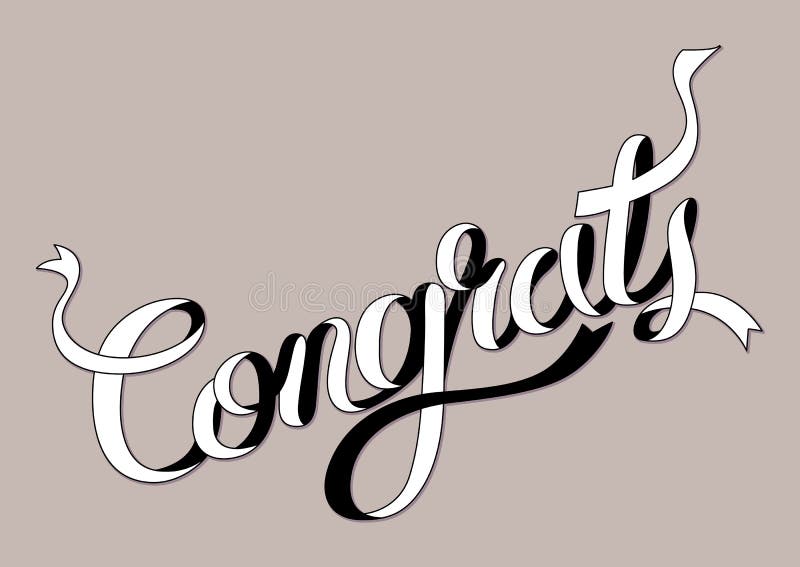 Congrats Ribbon Lettering Text Vector Stock Vector - Illustration of ...