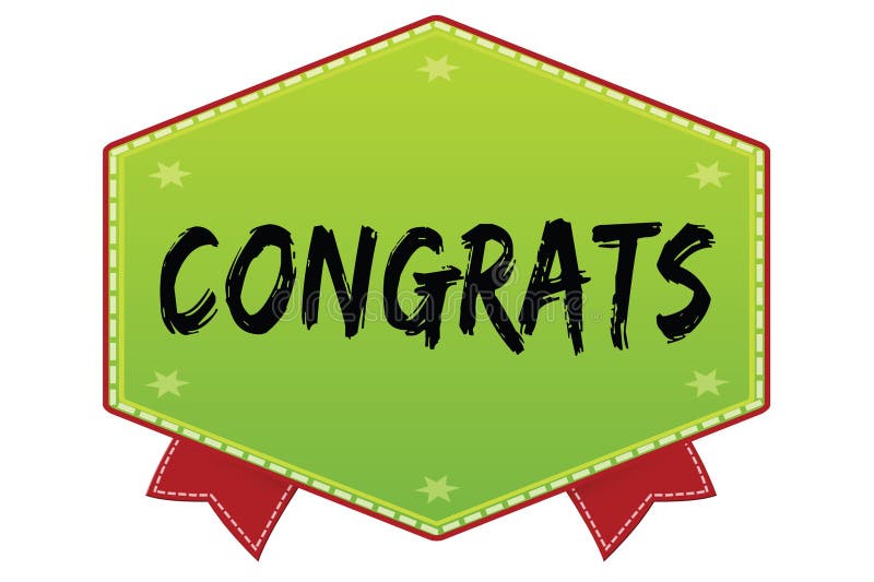 CONGRATS Sur L'insigne Vert Avec Les Rubans Rouges Illustration Stock ...