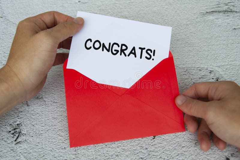 Congrats Text on White Notepad in Red Envelope. Appreciation Concept ...
