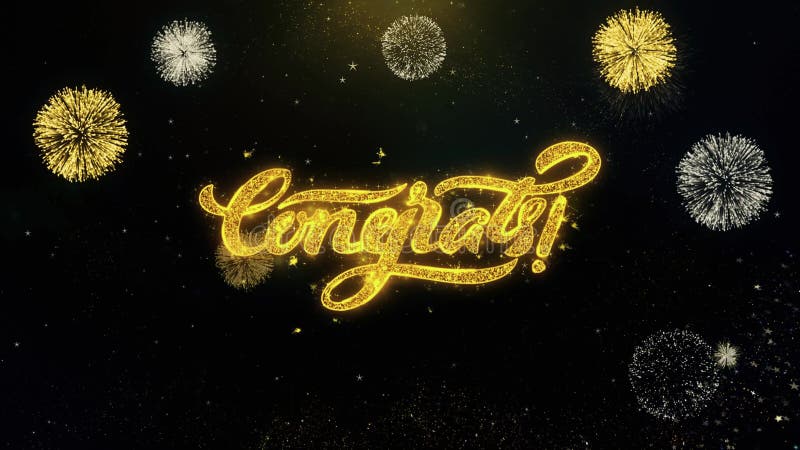 Congrats Written Gold Particles Exploding Fireworks Display Stock Video ...