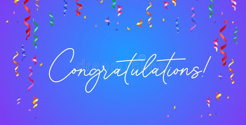 Congratulations Banner Template with Balloons and Confetti Isolated on ...