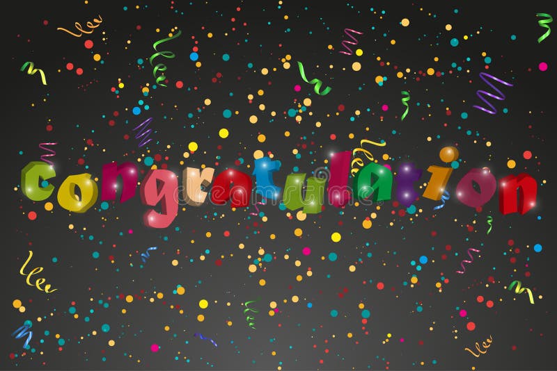 Congratulation Banner with Confetti an Ribbons. Vector Illustration ...