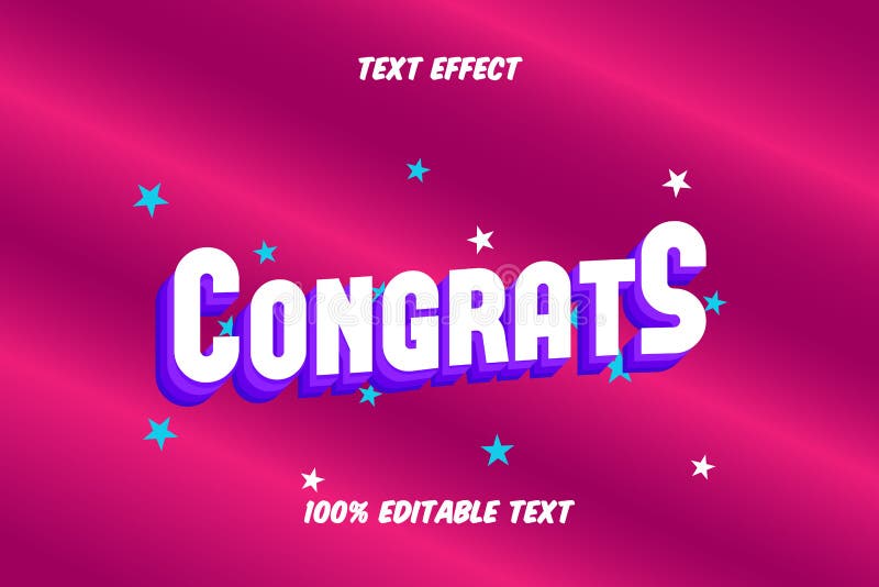 Congratulation Editable Text Effect Purple and White Color Stock Vector ...