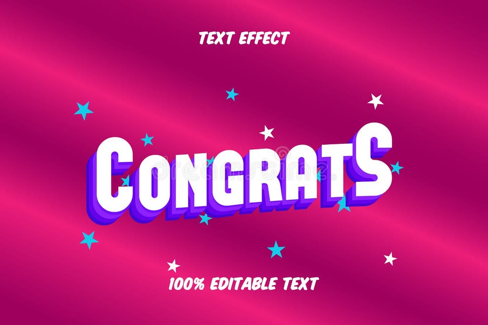 Congratulation Editable Text Effect Purple and White Color Stock Vector ...