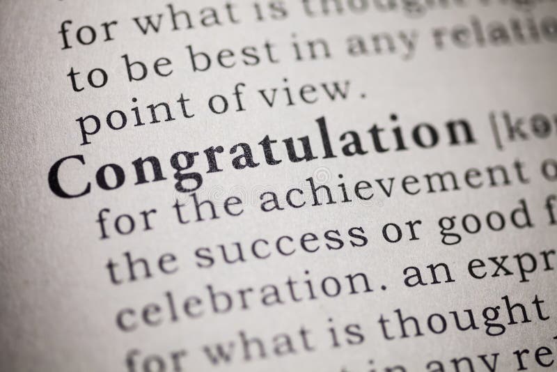 Definition of the Word Congratulation Stock Image - Image of paper ...